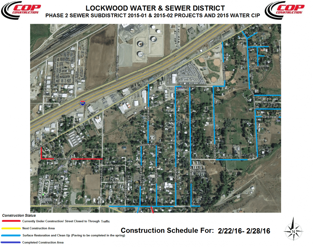 Progress Map Week of 2-22-16 #2 - Lockwood Water and Sewer District