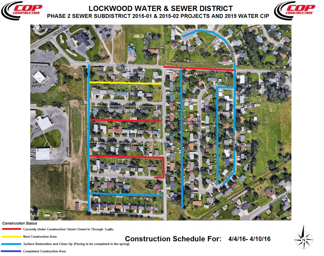 Progress Map Week of 4-4-16 #3 - Lockwood Water and Sewer District